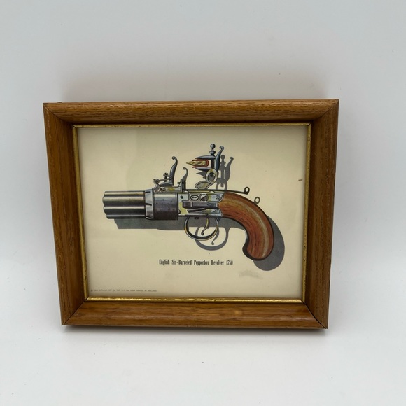 Accents | Vtg Six Barreled Pepperbox Revolver 178 Framed Art Print Man ...